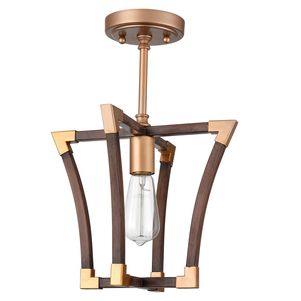 Farmhouse Semi Flush Ceiling Light Rustic Wood Grain Finish – moose ...