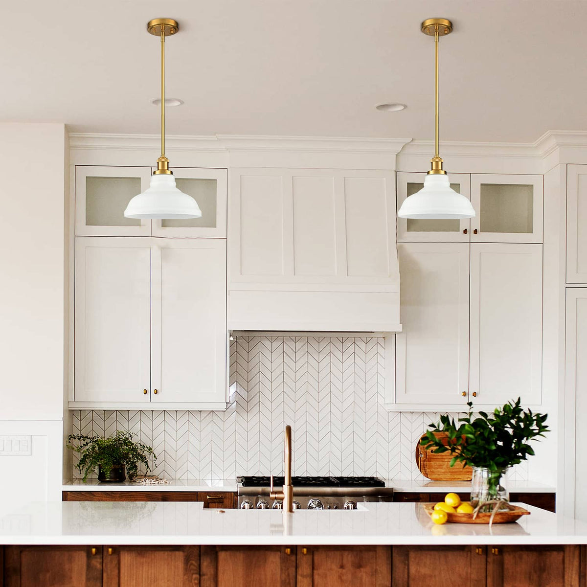 Modern Gold Pendant Light Fixture Kitchen Island with Dome Opal Glass ...